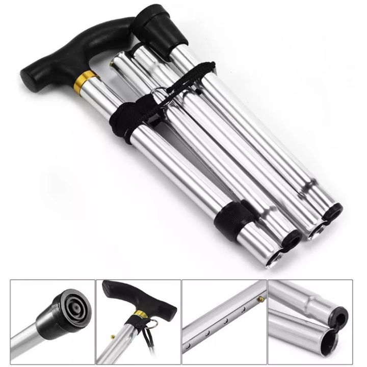 Aluminum Metal Folding Walking Stick with Adjustable Height and Non ...