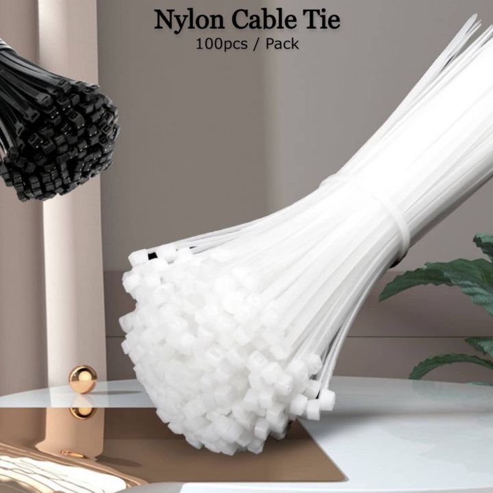 100Pcs Per Pack Size 3x100mm Strength Nylon Zip Wraps White Cable Tie ...