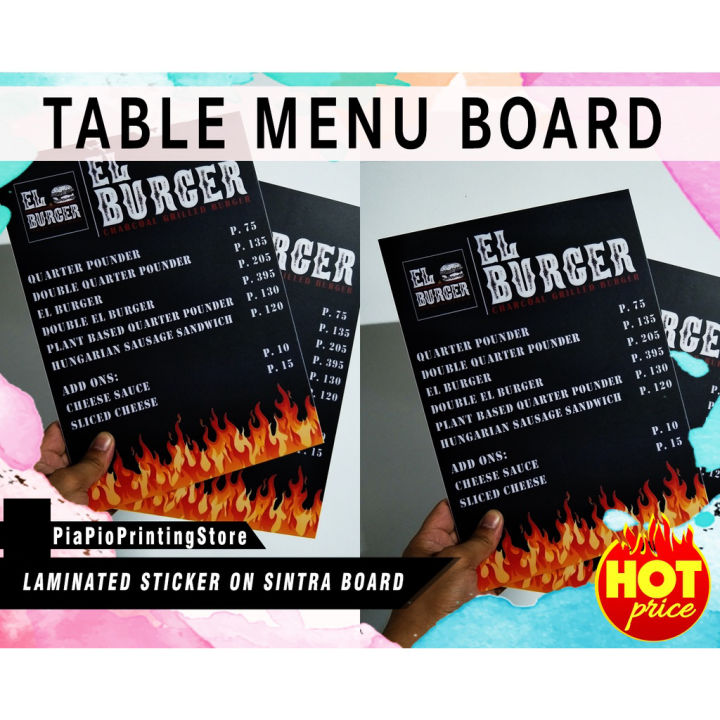 TABLE MENU BOARD | A4 SIZE MENU BOARD | LAMINATED | WATERPROOF ...