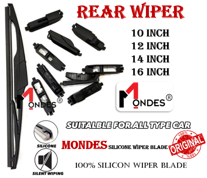 MONDES Silicone Car Rear Wiper 10 / 12 / 14 inch For Toyota Perodua ...