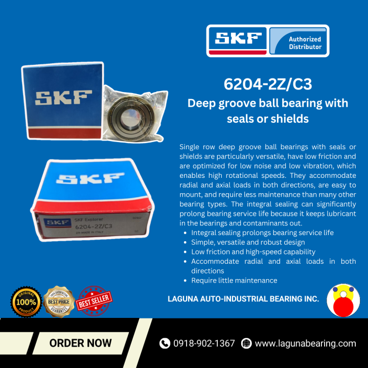 SKF 6204-2Z/C3 Deep groove ball bearing with seals or shields | Lazada PH