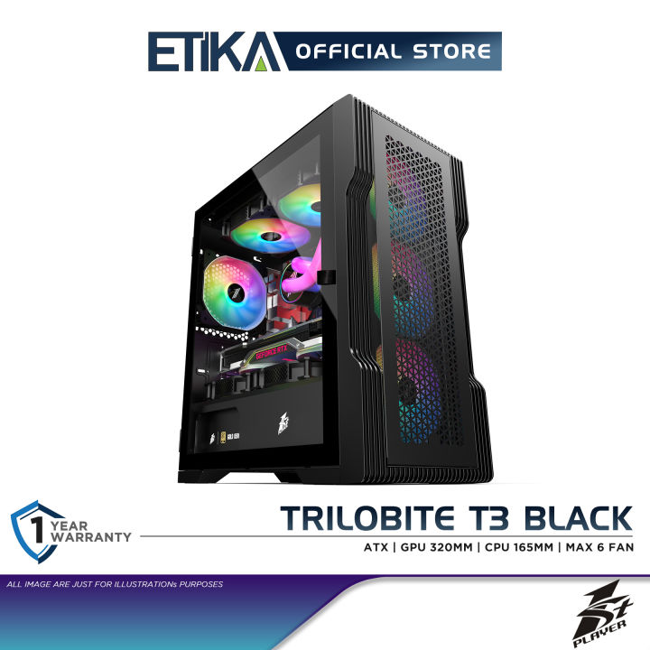 1st Player Trilobite T3 Black | Micro ATX Front Metal Mesh M-ATX PC ...