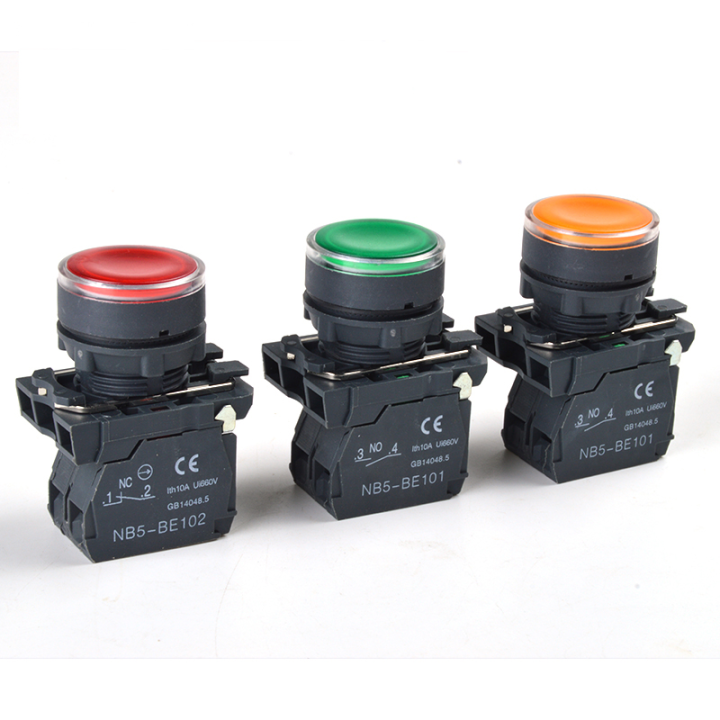 22MM waterproof illuminated push button switch momentary switch with integral LED NB5 XB5 ...