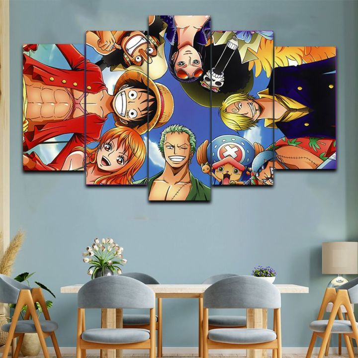 ONE PIECE Anime 5 Pieces Sticker Wall Decoration Wallpaper Home Decor ...