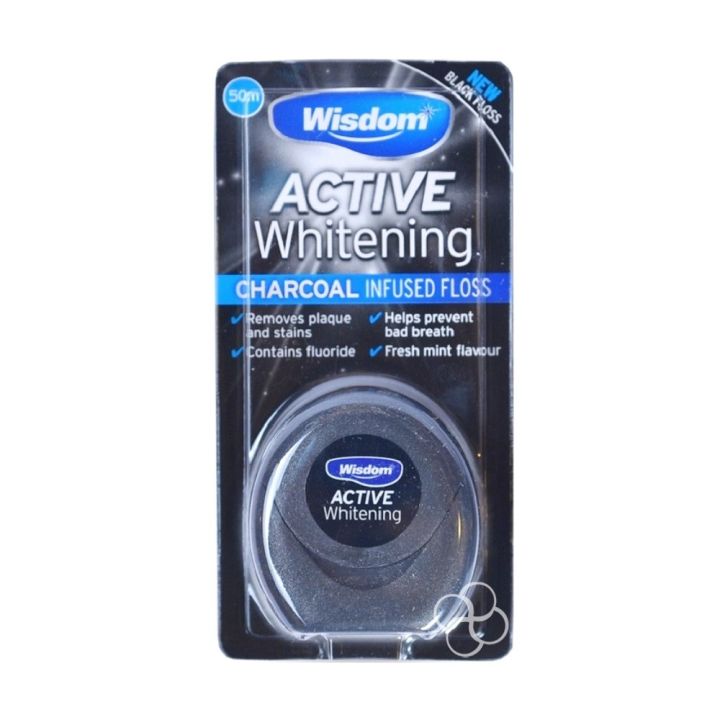 Wisdom Active Whitening 50m Charcoal Infused Dental Floss | Lazada PH