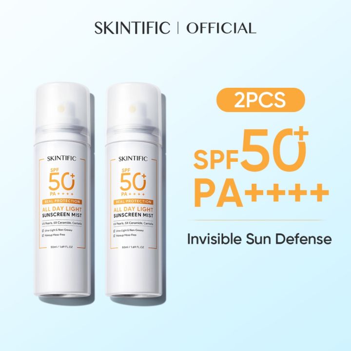 Skintific Sunscreen Spray Spf50 Pa++++ All Day Light Sunblock Mist Face and Body SkinCare 50ml ...