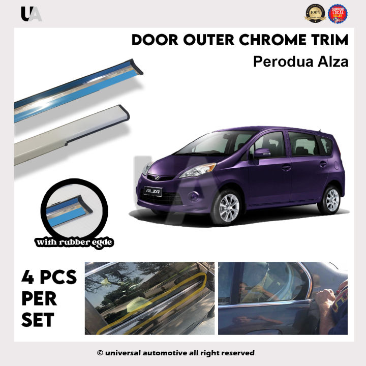 4X Perodua Alza Door Glass Outer Moulding Window Chrome Trim Pintu ...