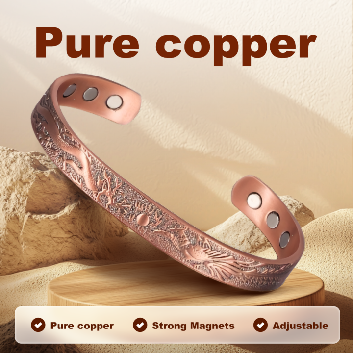 Pure Copper Bracelets for Women Adjustable Dragon Phoenix Vintage ...