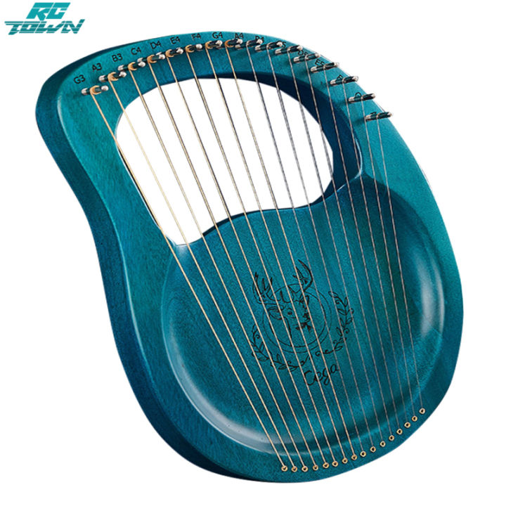 1 Set Wooden Mahogany 16-tone Lyre Harp Musical Instrument Stringed ...