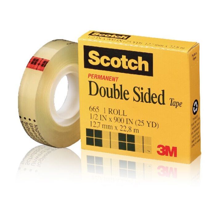 3M 665 Scotch 12.7mm x 22.8m Transparent Double-sided Tape High ...