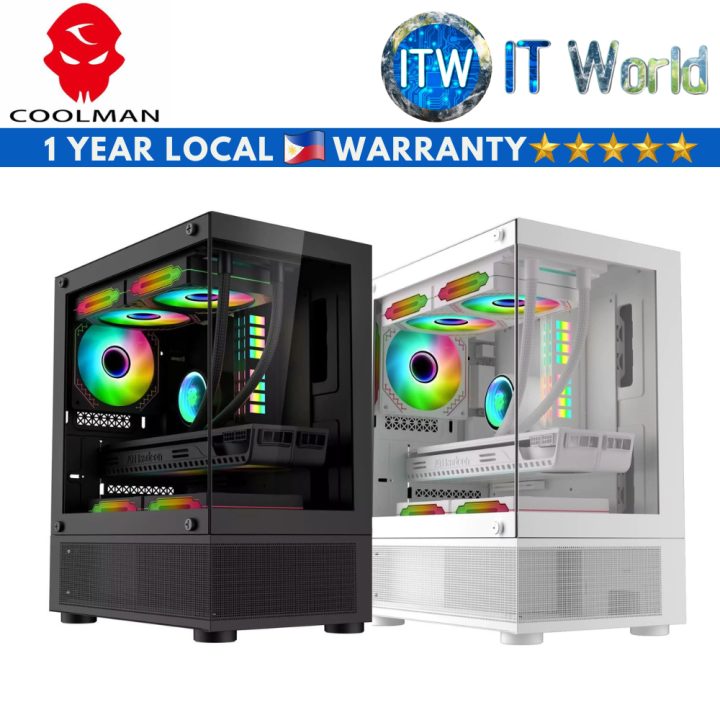 Itw | Coolman Reyna mATX/ITX Tempered Glass PC Case (Black/White ...