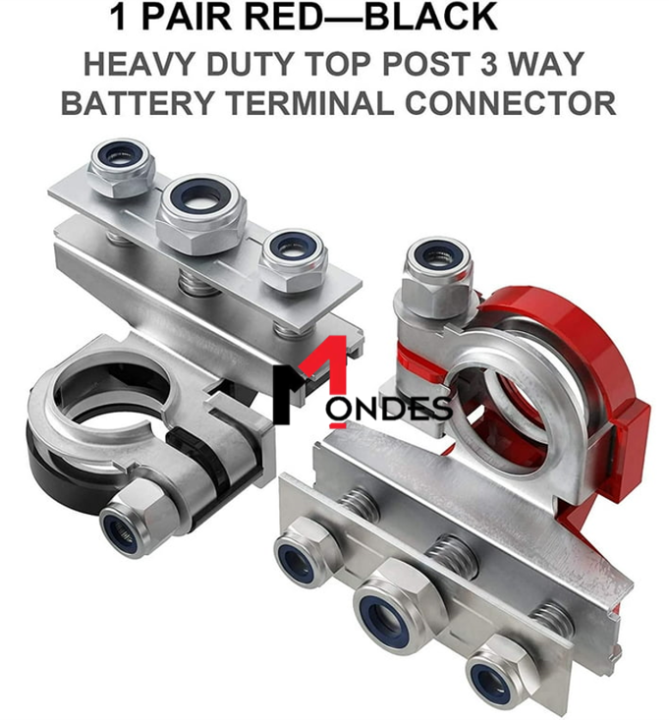 12V 3Way Positive Negative Battery Terminals Connectors Clamps Car Van ...