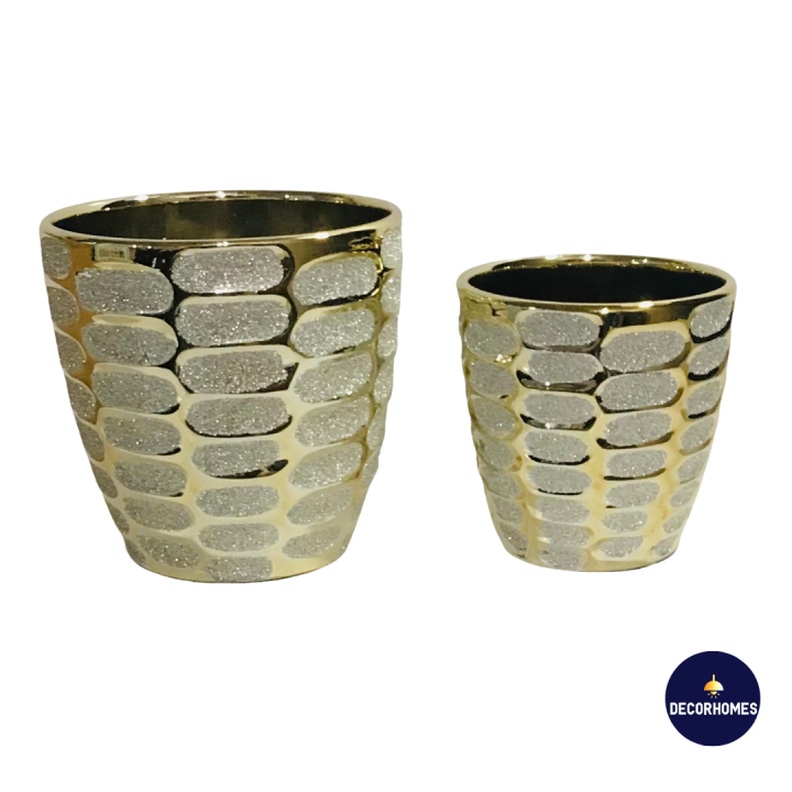 Luxury Gold Shiny Ceramic Display Pot / Flower Vase Display | Lazada