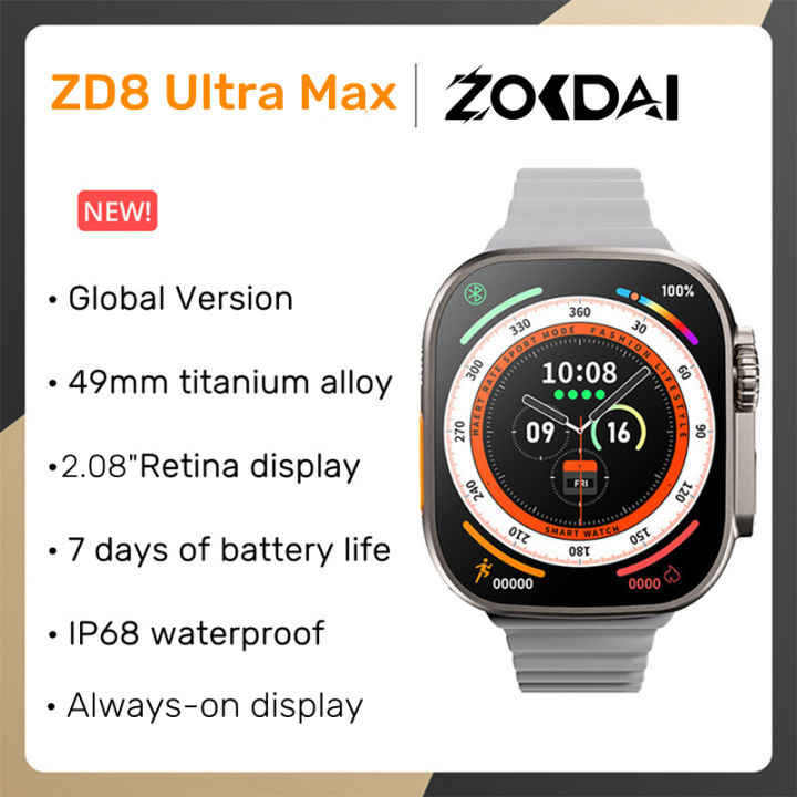 2023 New ZORDAI ZD8 Ultra Max Men Smart Watch Series 8 Always-on Display 49mm 2.08" Bluetooth ...