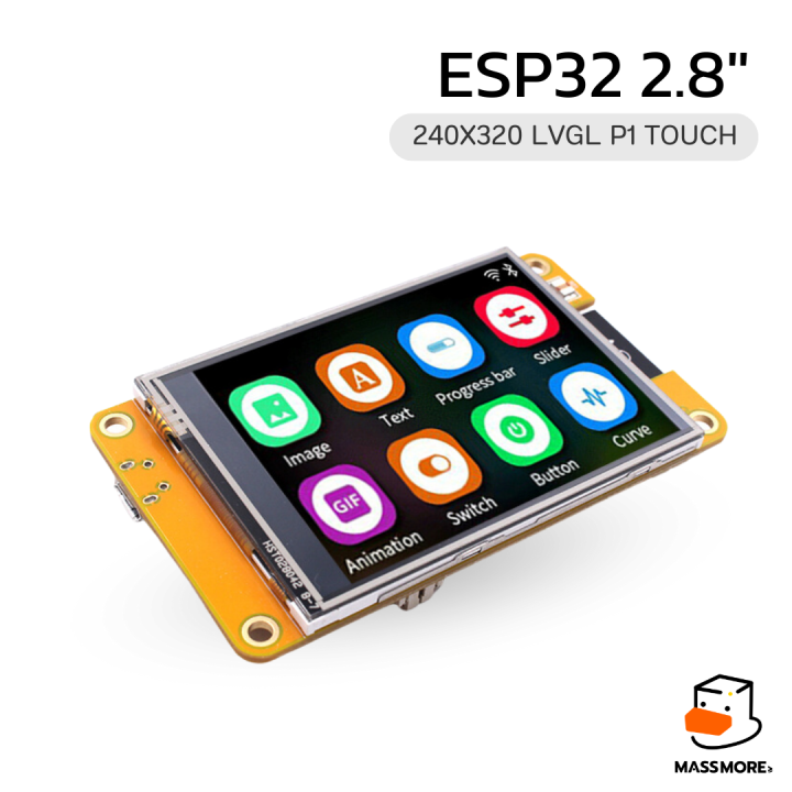 ESP32-2432S028 โมดูลหน้าจอสัมผัส ESP32 2.8 นิ้ว ความละเอียดของหน้าจอ 240x320 พิกเซล LVGL p1touch ...