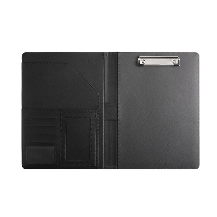 (XVCZ) PU Resume Portfolio Folder with A4 Size Clipboard Black Leather ...
