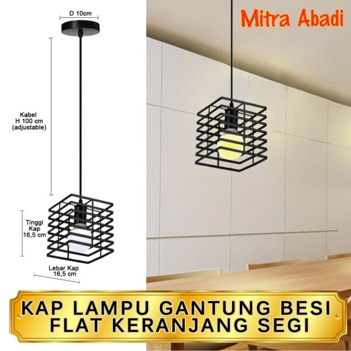 Kap Lampu Gantung Besi Flat Keranjang Segi Cafe Vintage Edison | Lazada Indonesia