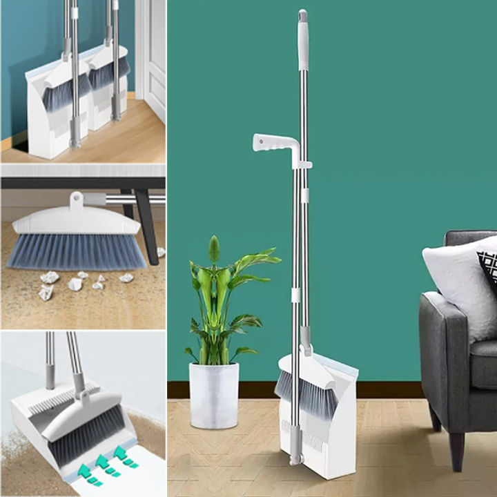 Foldable Broom Dustpan Set Household Floor Cleaning Set Rotating Broom ...
