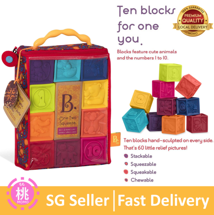 Battat B. Toys B. One Two Squeeze Baby Blocks - Building Blocks for ...