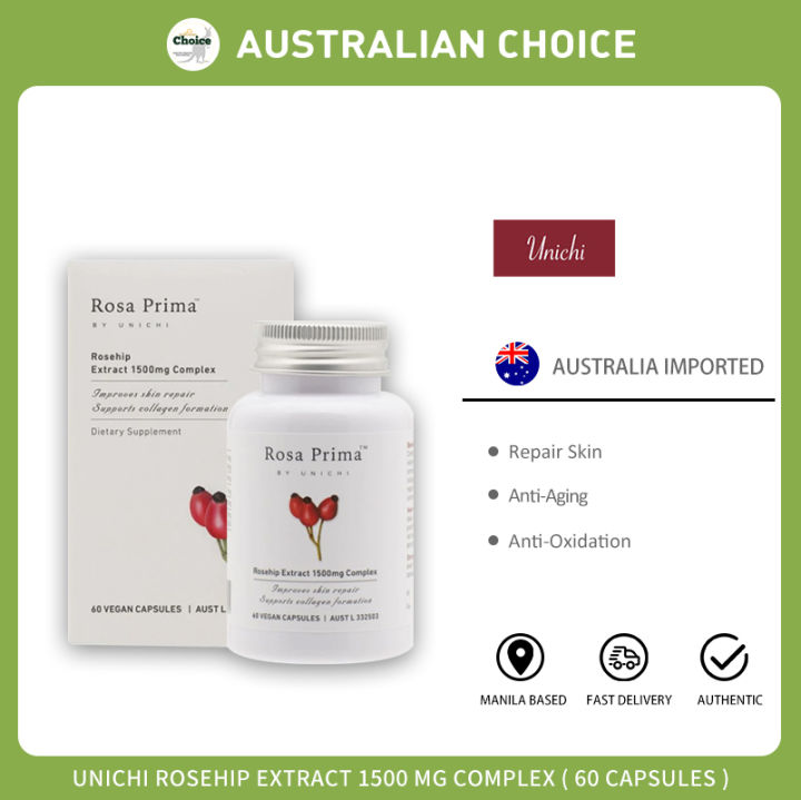 Unichi Rosa Prima Rosehip Extract Complex 60 Capsules Skin Regenerate ...