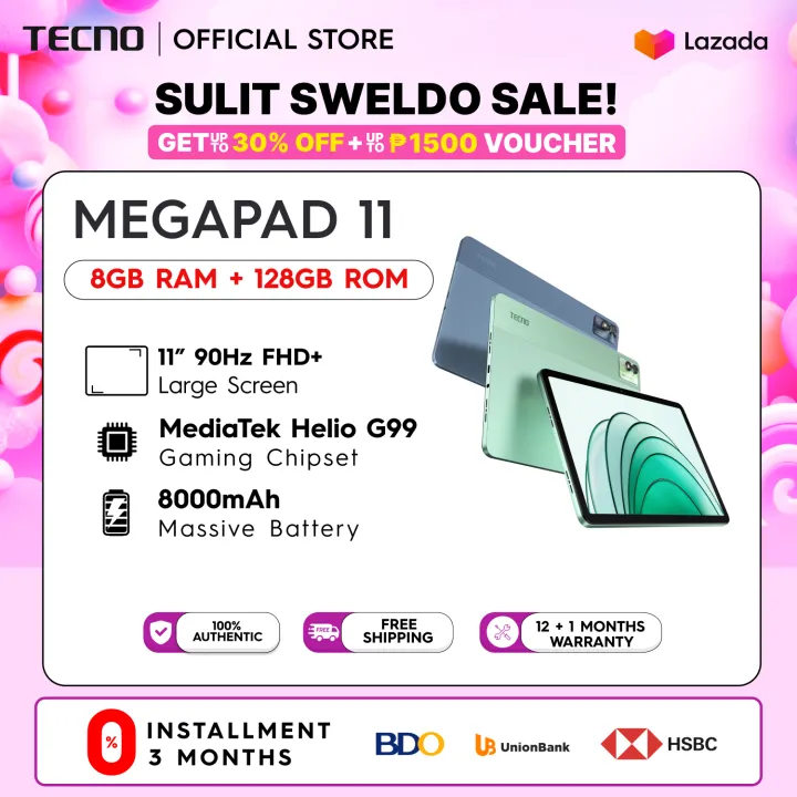 [ TECNO ] MEGAPAD 11 8GB RAM with 128GB & 256GB ROM MTK G99 OctaCore ...