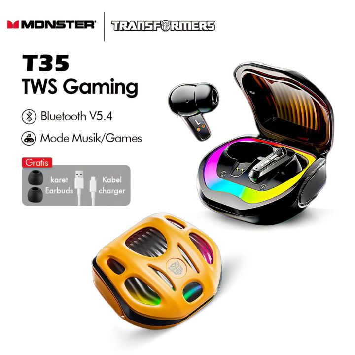 Monster x Transformers T35 New Edition Gaming TWS Bluetooth V5.4 ...