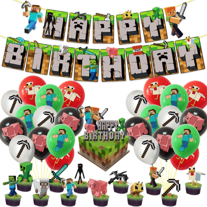 ToyStory 38pcs Minecraft Theme Happy Birthday game Party Decoration ...