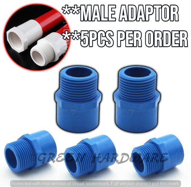5PCS PVC Male Adaptor (1/2", 3/4", 1" INCH) Blue PVC Water Pipeline ...