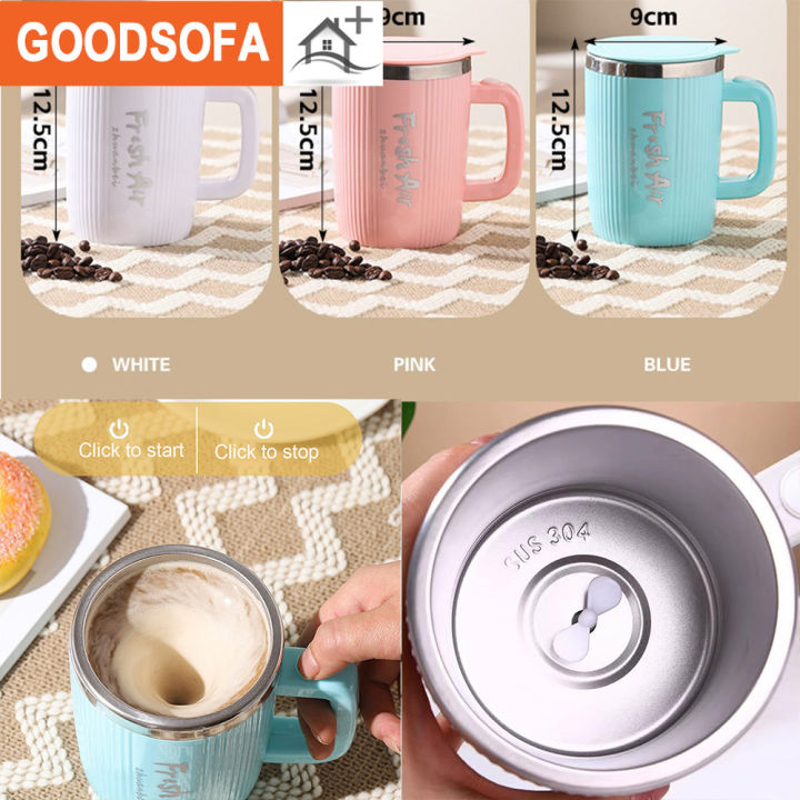 Rechargeable Automatic Mixing Magnetic Coffee Cup With Lid Auto Stirring Mug 430ml 304 Stainless ...