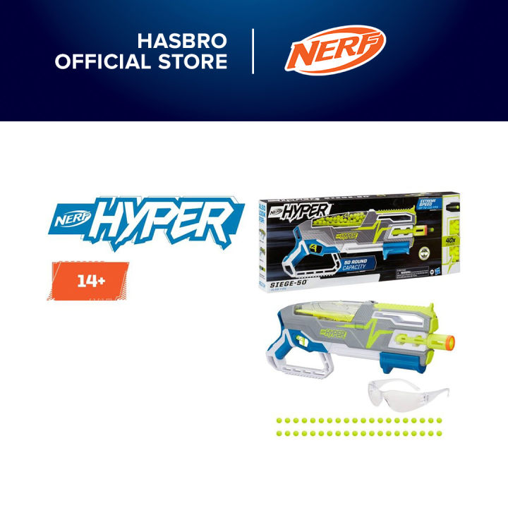 [NOT FOR SALE] Nerf Hyper Siege-50 Pump-Action Blaster Toy with 40 Nerf ...