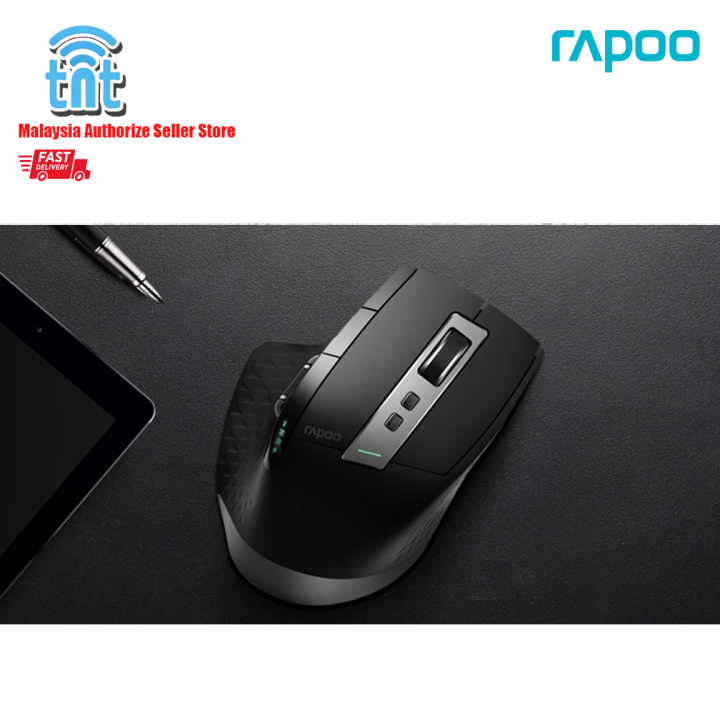 RAPOO MT750S RECHARGEABLE MULTI-MODE WIRELESS MOUSE ERGONOMIC BLUETOOTH 3.0/4.0 2.4GHZ FOUR ...