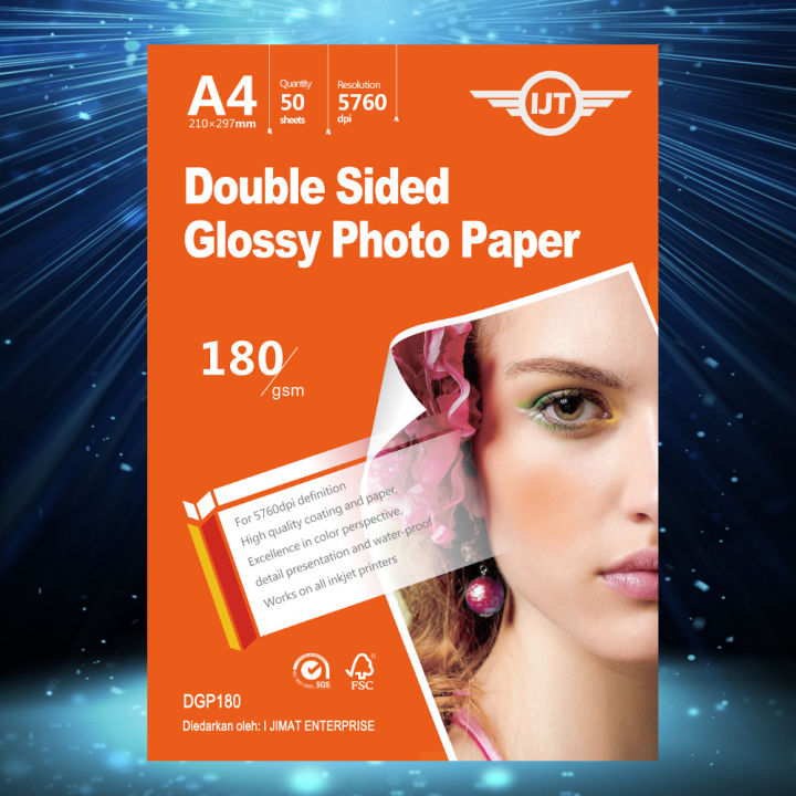 Double Sided Glossy Photo Paper A4 Size 180g 180gsm 50's (Each Pack 50 ...