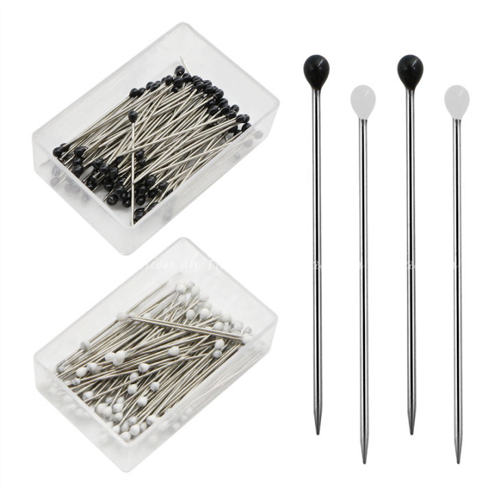 100 pcs/box black and white long needle alloy Muslim scarf needle Women ...