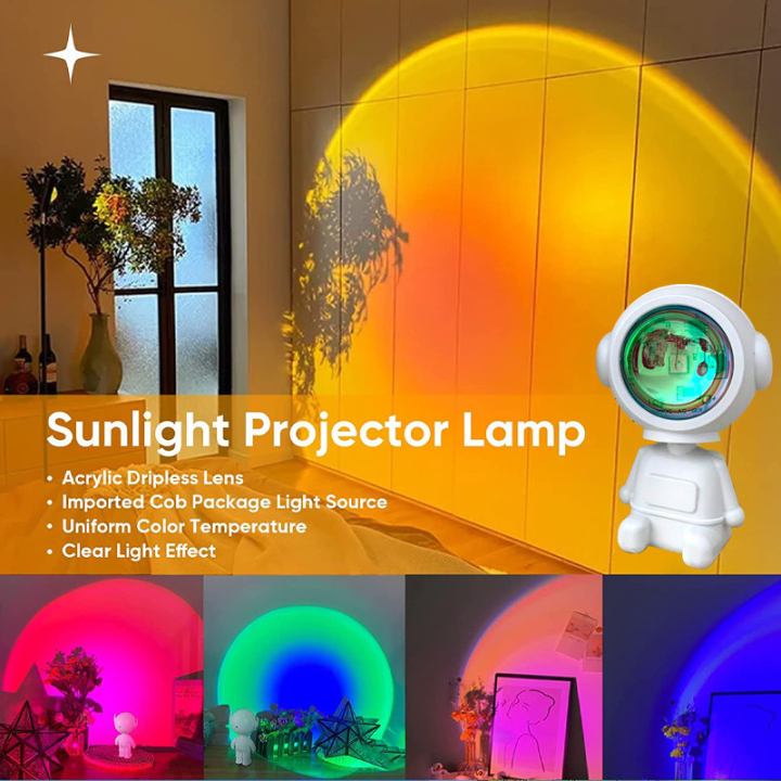 USB Astronaut Robot Sunset Projection Lamp LED Astronaut Light for ...