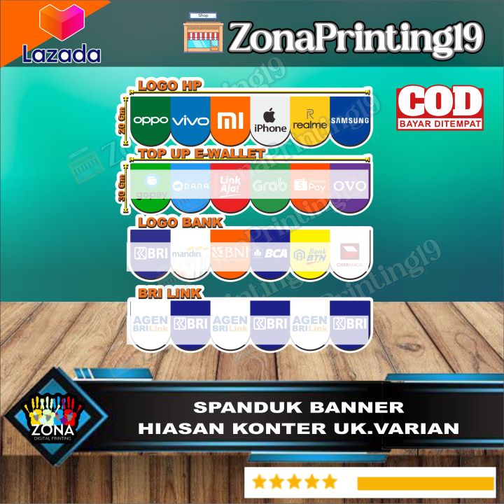 Cetak Spanduk Banner Hiasan Konter Kios Pulsa Top up Ewallet brilink ...