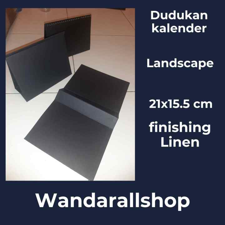 dudukan kalender landscape potrait tatakan linen hitam untuk dimeja ...