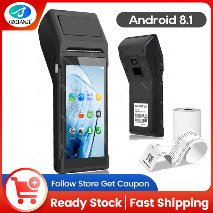 Handheld PDA POS Terminal Printer Android 8.1 with 58mm Thermal Receipt Printer 5.5inch HD 3G ...