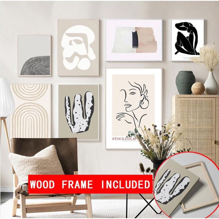 (With Frame）Abstract Matisse Poster Line Face Canvas Painting Living ...