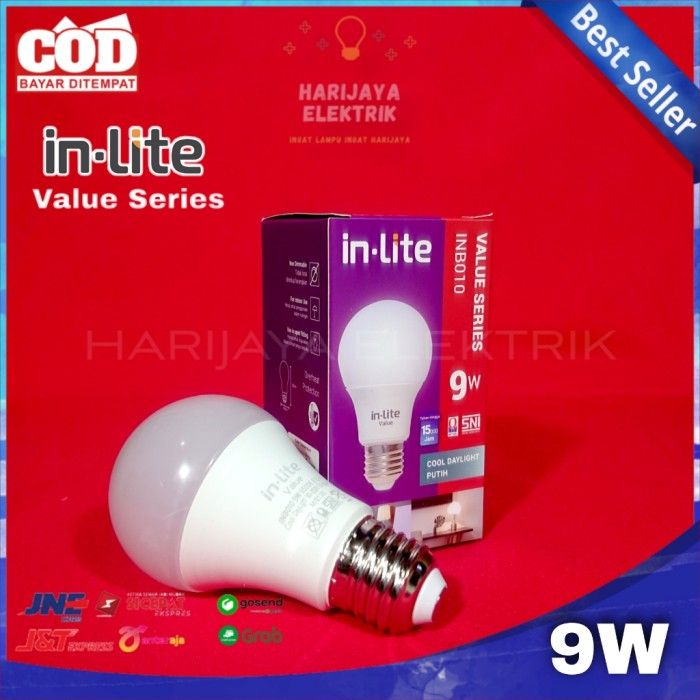 INLITE LAMPU BOHLAM LED 9 WATT IN-LITE VALUE INB010 BULB BULAT PUTIH ...