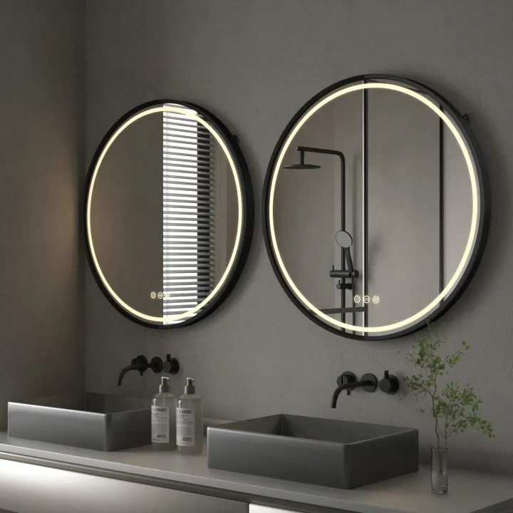 LUVODI กระจกห้องน้ำ มีไฟ Round Led Backlit Lighted Bathroom Mirror Wall ...