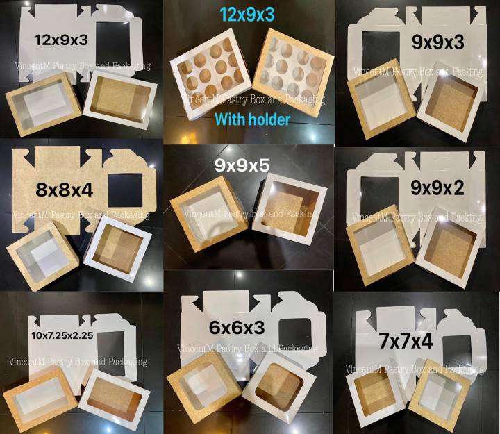 REVERSIBLE (Set of 10) Cake box / Pastry box 12x9x3 / 8x8x4 / 10.5x7 ...