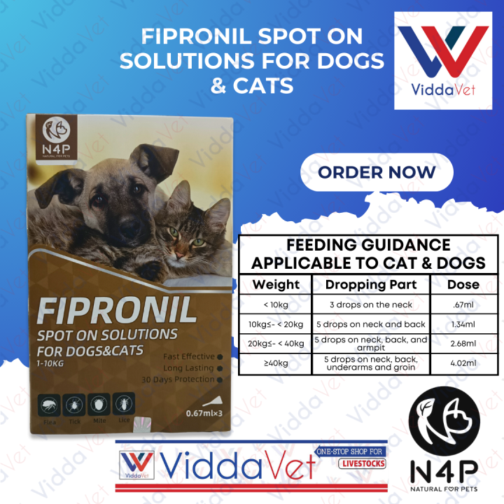 VIDDAPET N4P FIPRONIL SPOT ON SOLUTIONS FOR DOGS AND CATS 1 TO 10KG ...