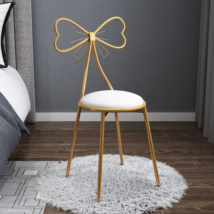 Modern Nordic Backrest Dressing Stool Bedroom Makeup Stool Light Luxury ...