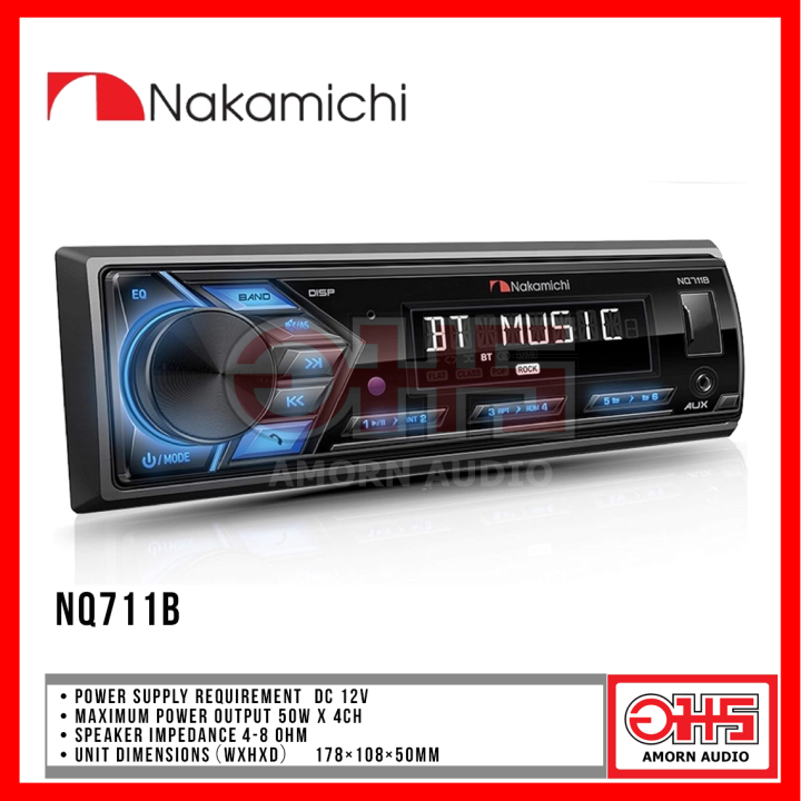 Nakamichi NQ711B เครื่องเสียงรถยนต์ วิทยุติดรถยนต์แบบ 1DIN มีบลูทูธ ...