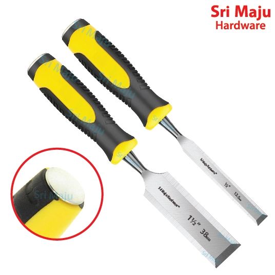 MAJU WC-RYH Heavy Duty Yellow Wood Chisel CRV Hammer Steel End Cap Soft ...