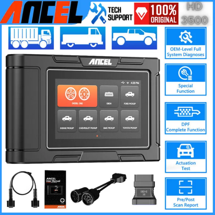 ANCEL HD3500 Pickup Heavy Duty Truck Scanner with DPF Regen& Service ...