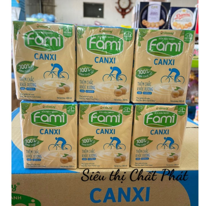 Sữa đậu nành Fami canxi lốc 6 hộp x 200ml | Lazada.vn