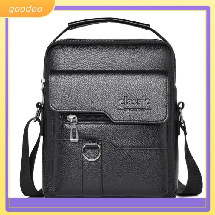 GOODOO สีทึบทึบ กระเป๋าสะพายไหล่แนวธุรกิจสำหรับผู้ชาย พนังพนัง หนังพียู ...