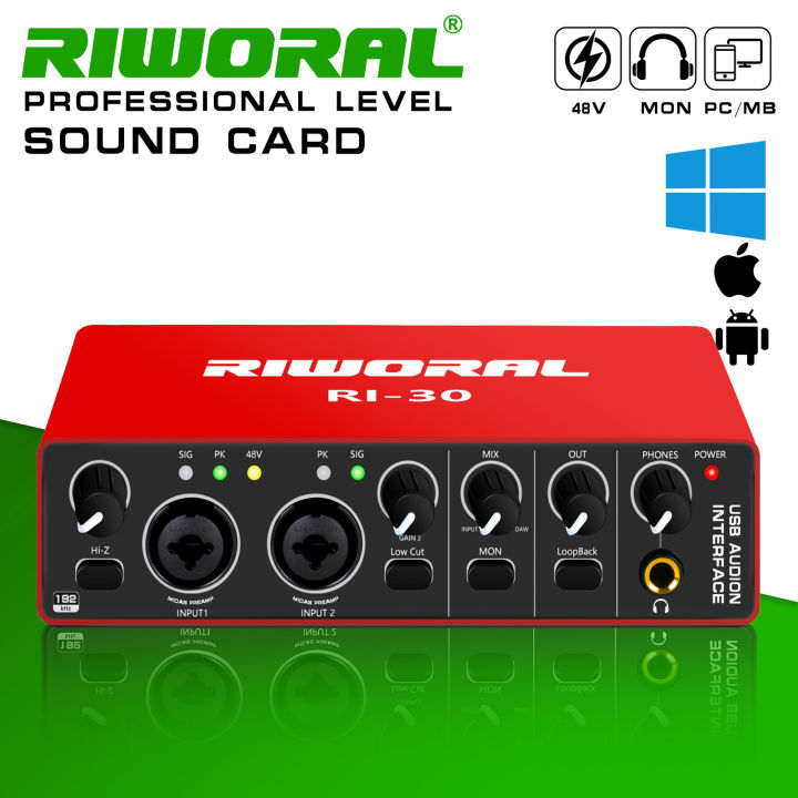 Audio Interface For Recording Usb Sound Card 24bit / 196khz Xlr / 1/4 ...