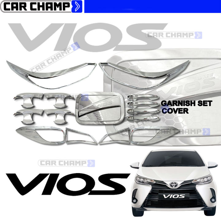 Toyota Vios Prime G 2018 to 2025 Garnish Cover Combo Set CHROME 2019 2020 2021 2022 2023 2024 2025 Car Accessories with FREE TRD Door Guard Lazada Lazada PH